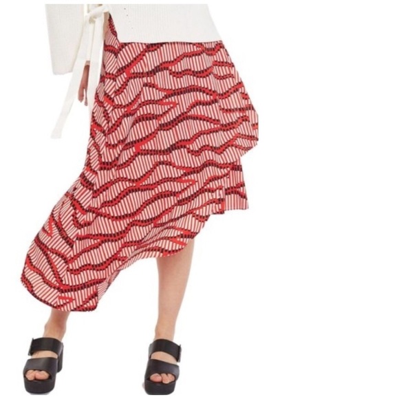 Topshop | Skirts | Topshop Red Black Print Matchstick Hilo Skirt | Poshmark
